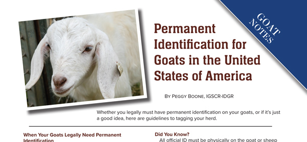 Permanent Identification for Goats in the United States of America ...